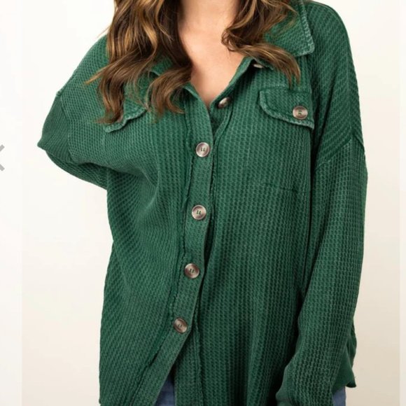 Zenana Outfitters | Tops | Hunter Green Shacket | Poshmark